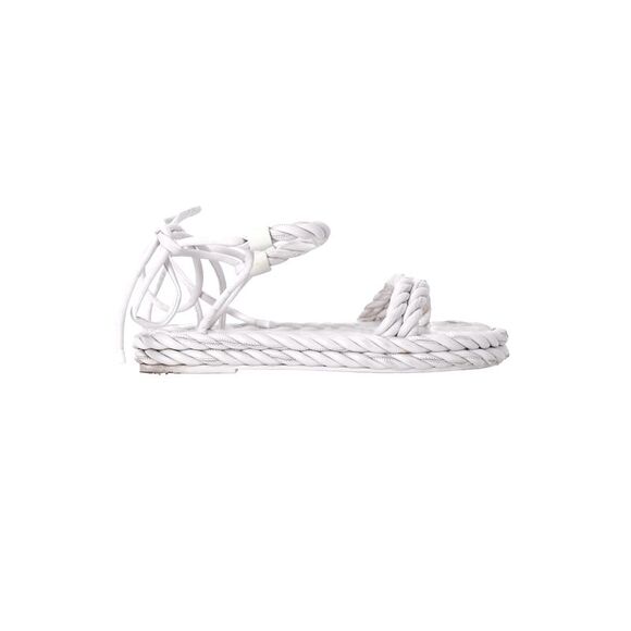 Valentino | Shoes | Valentino Braided Gladiator Flat Sandals In White ...